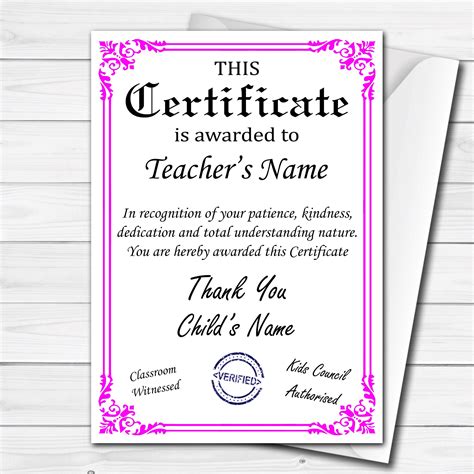 Free Printable Thank You Certificates For Teachers Download Free