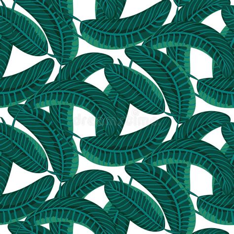 Emerald Green Palm Leaves Dense Bold Seamless Vector Pattern Stock
