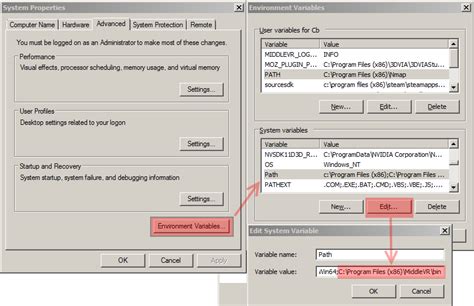 manually adding middlevr to the path environment variable middlevr