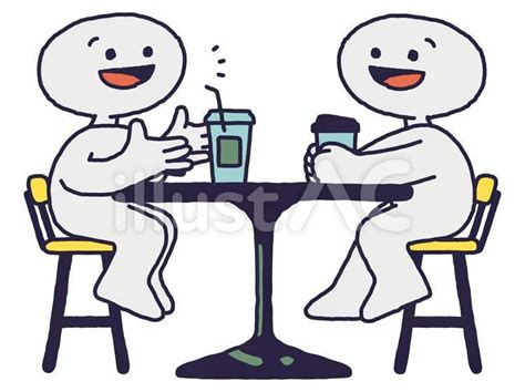 カフェで会話する棒人間イラスト No 22811233／無料イラスト フリー素材なら「イラストac」