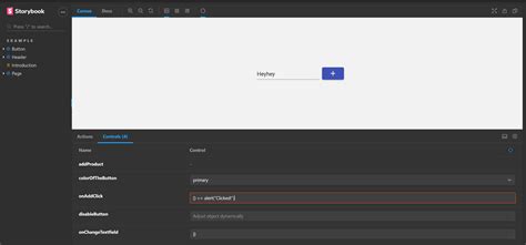 javascript how to run a function in the controls of storybook
