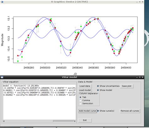 extended interactive r script with gui to plot vstar models aavso