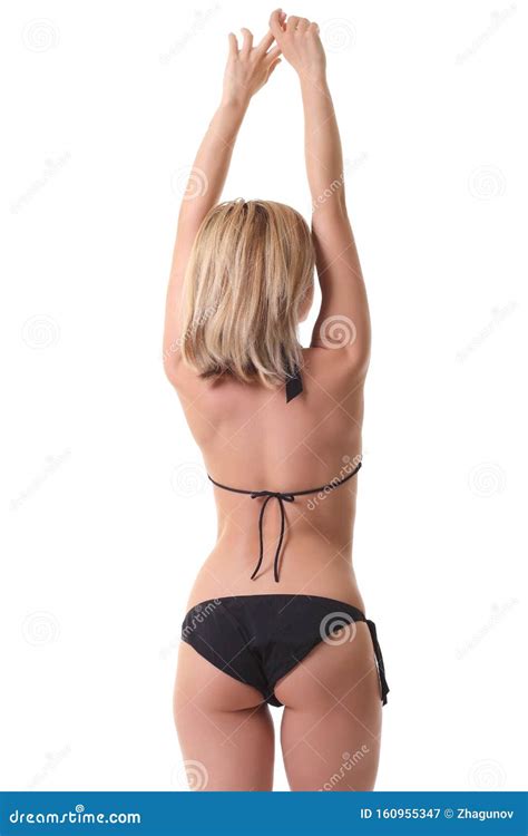 Ung Kvinna I Svart Bikini Fotografering För Bildbyråer Bild Av Framdel