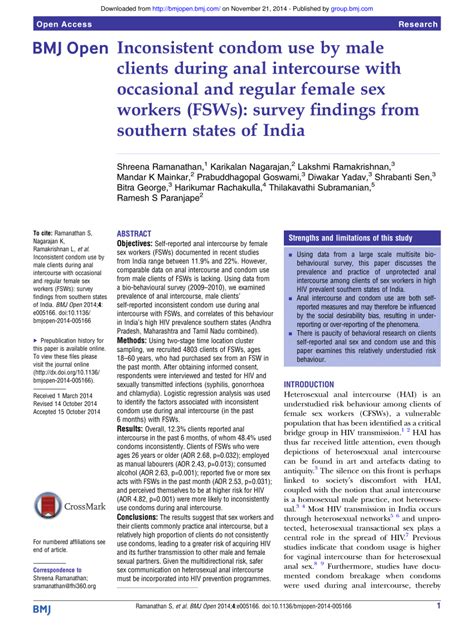 Pdf Inconsistent Condom Use By Male Clients During Anal Intercourse