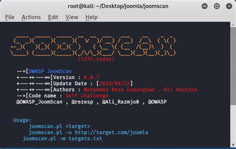 joomscan vulnerability scanner tool in kali linux geeksforgeeks