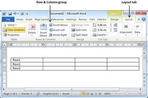 working with tables