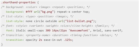css shorthand property cheat sheet land of web