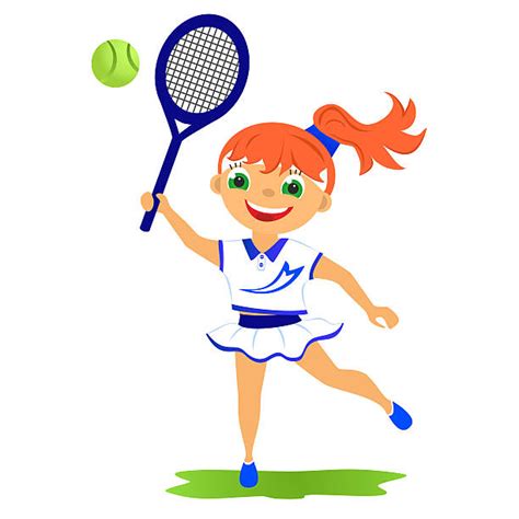 Royalty Free Drawing Of A Tennis Girl Clip Art Vector Images