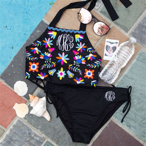 Embroidered Floral Swim Top