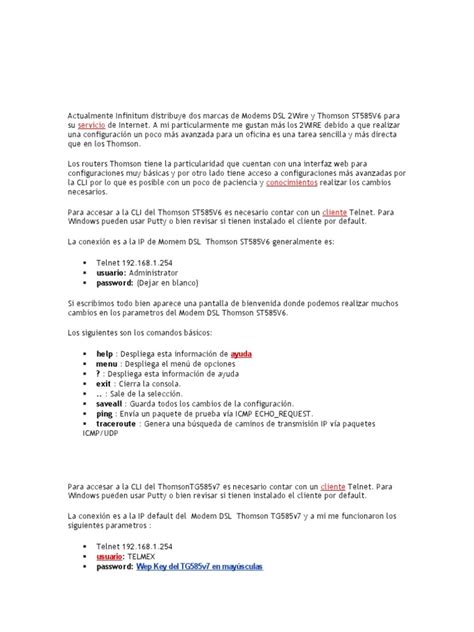 tips de configuracion modems thomson st585v6 para su