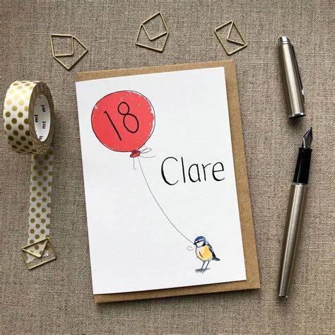 Personalised Blue Tit Balloon Birthday Card
