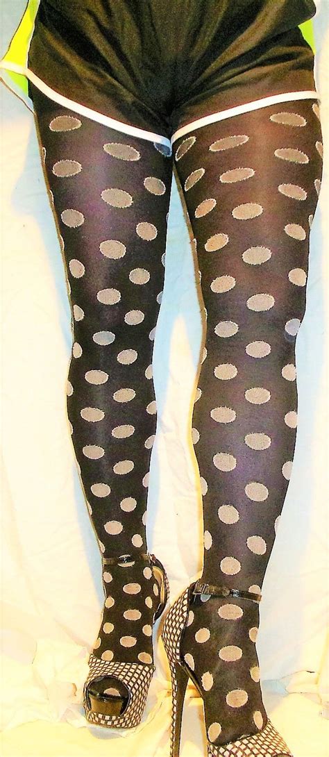 Modeling My Black And White Polka Dot Tights And Shorts Polka Dot