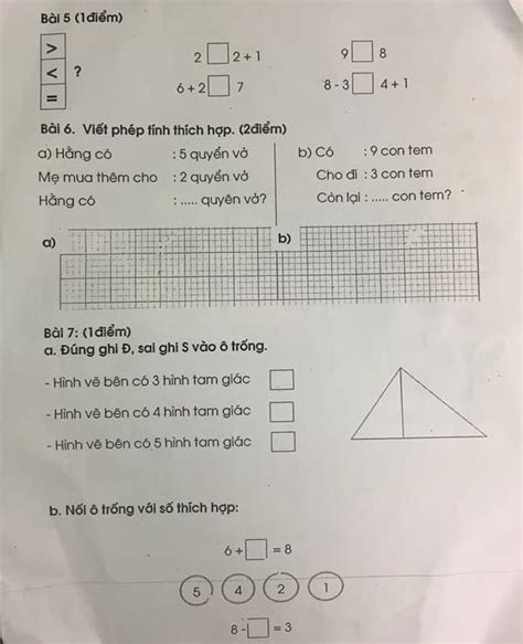 Đề Thi Học Kì 1 Môn Toán Lớp 1 Của Trường Tiểu Học Hữu Bằng