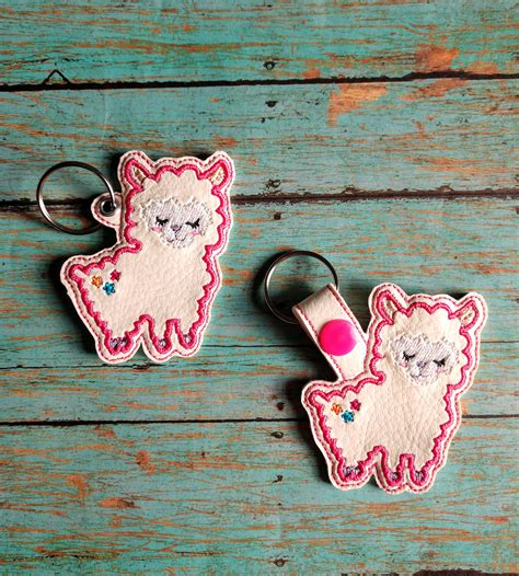 That B Carol Keyfobs Embroidery Design Snap Tab Digital File Eyelet
