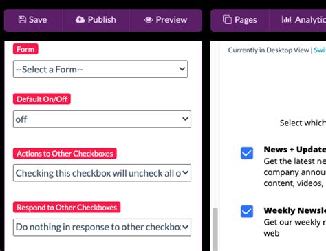how to add check or uncheck all checkboxes to your preference center