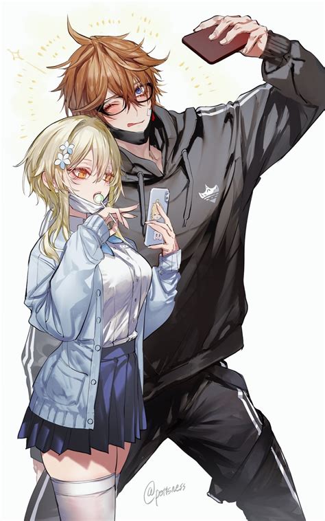 Lumine Aether And Tartaglia Genshin Impact Drawn By Pottsness