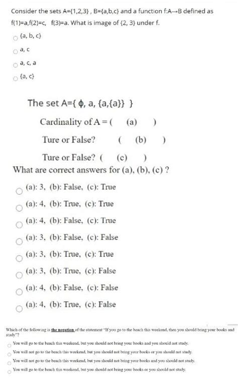 Solved Consider The Sets A {1 2 3 B {a B C And A Function