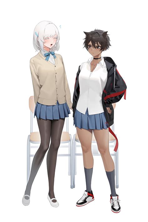 Ohisashiburi Short Hair Dark Skin Brunette Anime Anime Girls