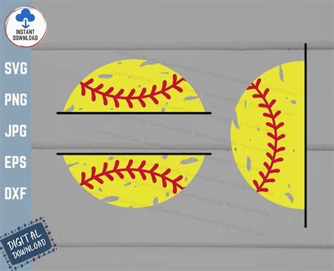 Softball Split Svg Softball Monogram Frame Svg Softball Name Etsy