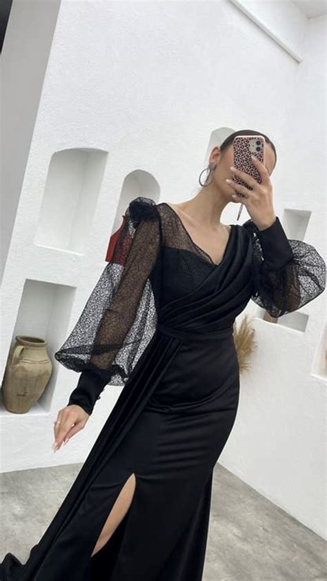 Black Satin Evening Dresslong Dress Satin Dress Elegant Etsy