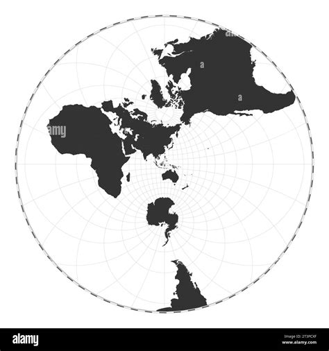Vector World Map Stereographic Plain World Geographical Map With