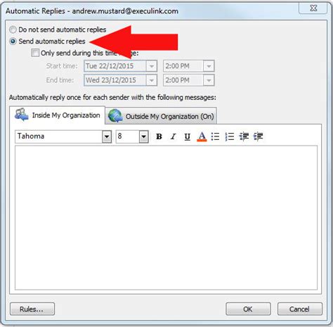 how to set up automatic email replies when you are on vacation