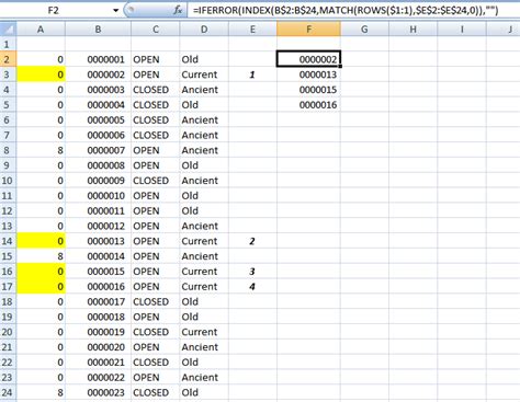 excel array formula to return list based on multiple conditions