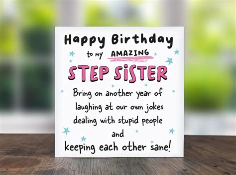 Step Sister Birthday Card Amazing Sister Happy Birthday Funny Bday Card