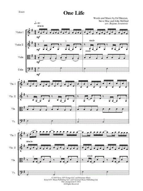 Bojana Jovanovic One Life Sheet Music In G Major Download And Print