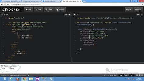 javascript angular datatables fixed columns undefined is not a
