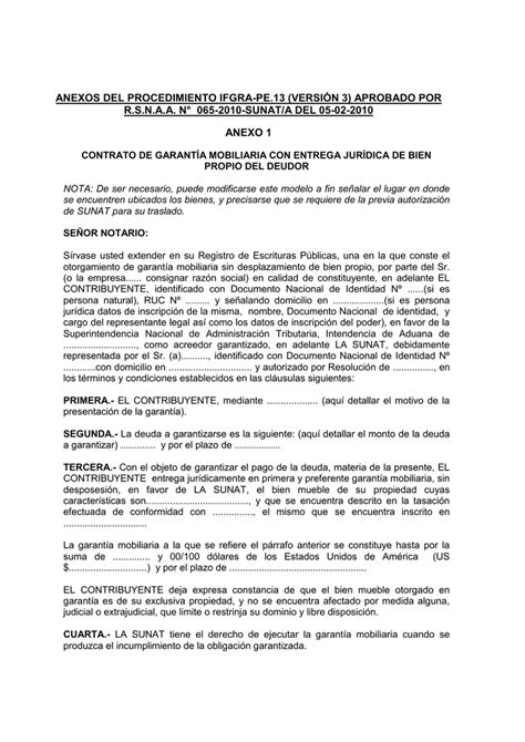 Modelo Contrato De Garantía Mobiliaria Con Entrega