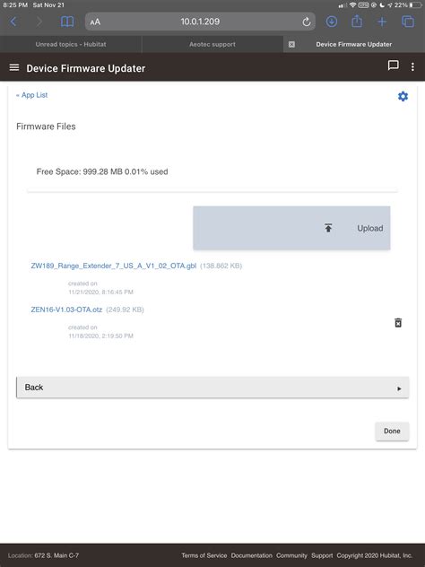 device firmware updater error get help hubitat