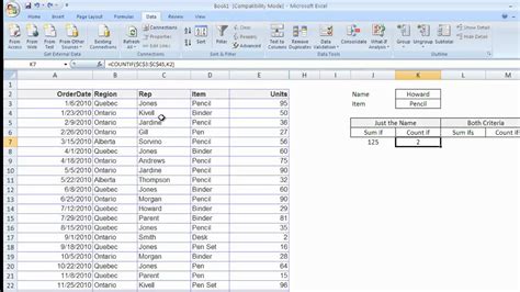 excel sumif countif sumifs countifs youtube