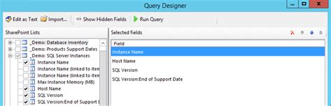 build sql server end of support report using multiple