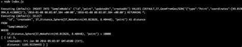 using geo based data with sequelizejs utilizing postgresql