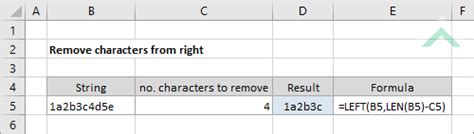 remove characters from right excel vba