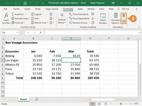 excel auto calculate customguide