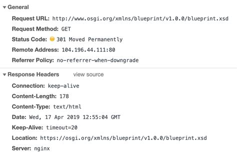 java osgi equinox application launch fails due to 301