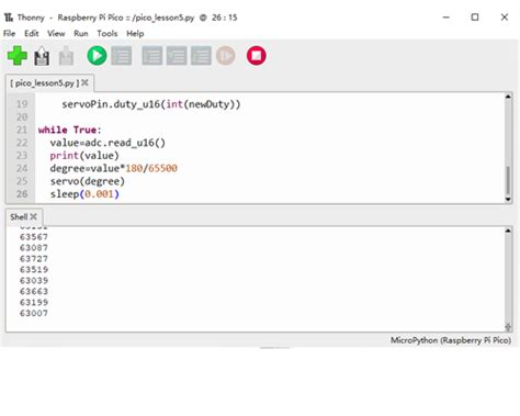 raspberry pi pico learning kit lesson 5 use potentiometer