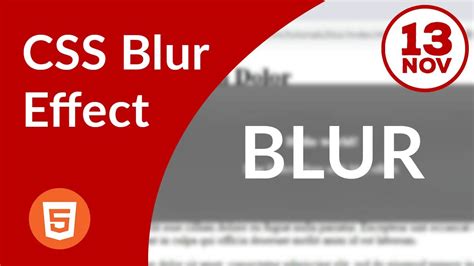 how to create a nice css blur effect youtube