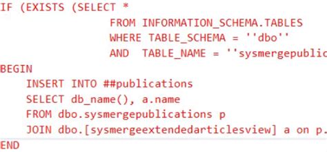 tsql to show all merge replication articles steve stedman