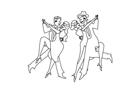 Group Dance Tango Line Art Svg Cut File By Creative Fabrica Crafts