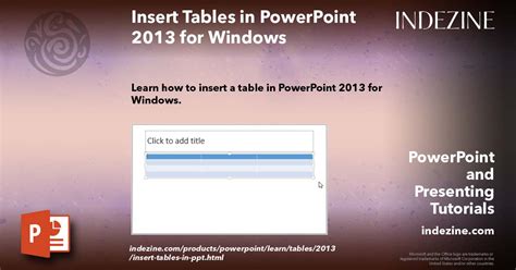 insert tables in powerpoint 2013 for windows