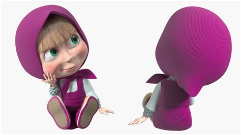 Masha From Masha And The Bear Sitting Pose 3d Model 59 3ds Blend