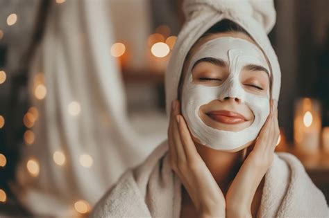 Premium Photo Beautiful Woman With Cosmetic Mask On Her Face Relaxes