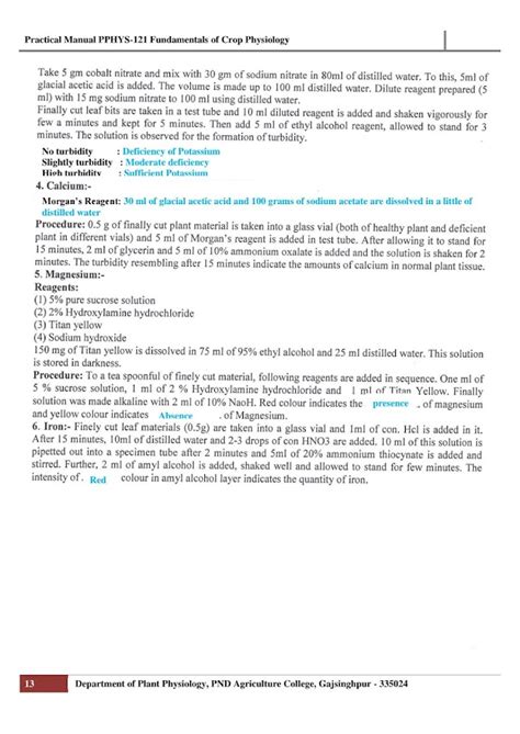 Solved English Practical Manual Pphys 121 Fundamentals Of Crop Physiology