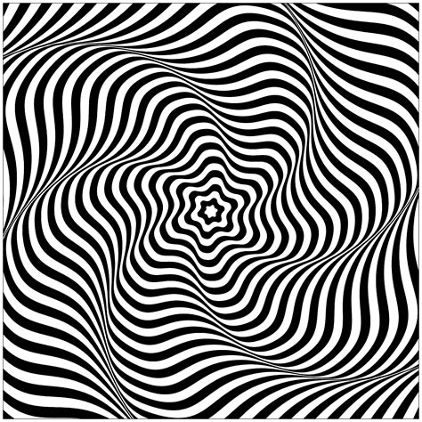 Op Art Wavy Rotary Movement Optical Illusions Op Art Coloring Pages