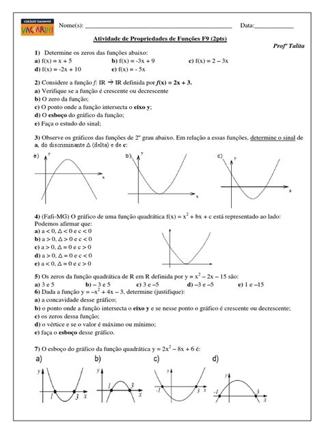 Funções Afim E Quadráticas