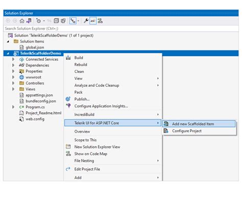 asp core scaffolding telerik ui for asp core