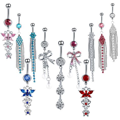 1pc Sexy Dangle Belly Bars Belly Button Rings Fashion Surgical Steel
